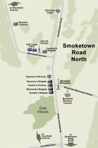 Smoketown Road North tour map of the Antietam battlefield